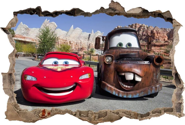 LIGHTNING MCQUEEN TOW Mater Disney Cars Smashed Wall Decal Wall Sticker ...