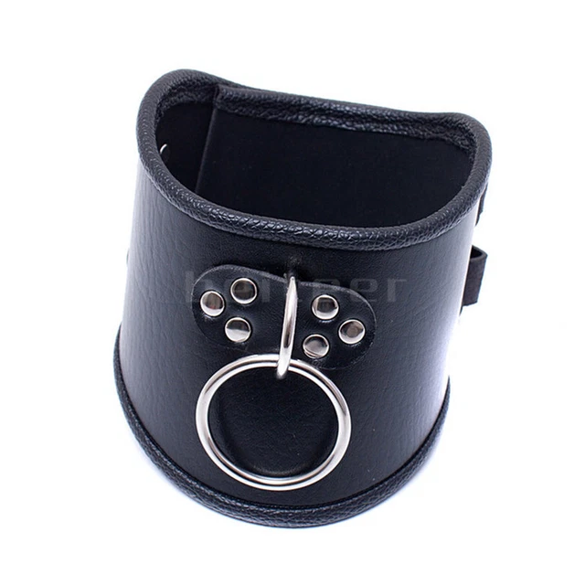 PU LEATHER BONDAGE Posture Neck Collar Lockable Cuffs Corset Harness ...