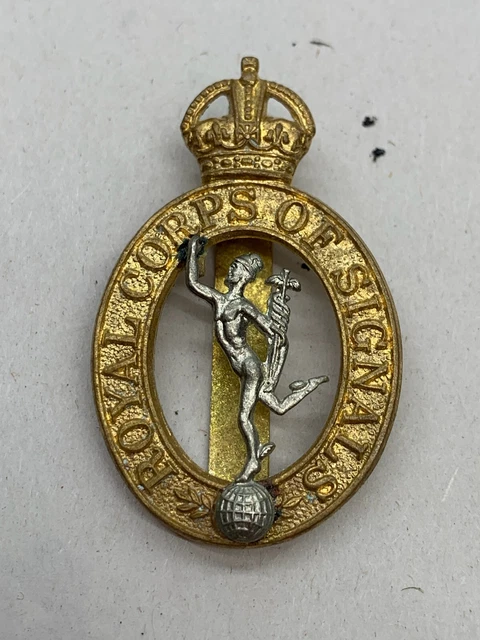 GENUINE BRITISH ARMY WW2 Royal Corps of Signals Cap Badge Kings Crown £ ...