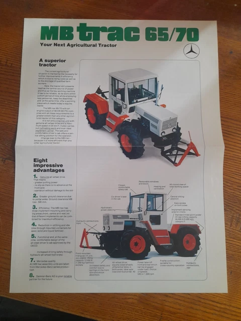 ORIGINAL SALES Brochure Tractor Mercedes Benz Mb Trac 65 70 $29.99 ...