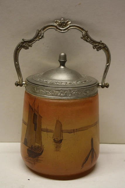 POT À BISCUIT JEM OU LEGRAS non signé décor lacustre Haut 19 cm EUR 55 ...