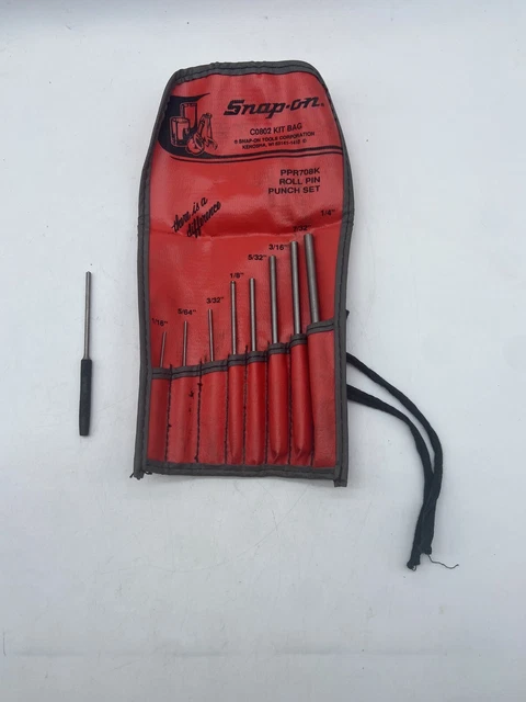SNAP ON TOOLS 8pc Roll Pin Punch Set PPR708K & Bag C0802 1/16-1/4 USA ...