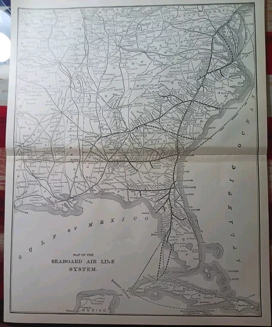 1906 TRAIN ROUTE Map SEABOARD AIR LINE SYSTEM all Railroad Lines marked ...