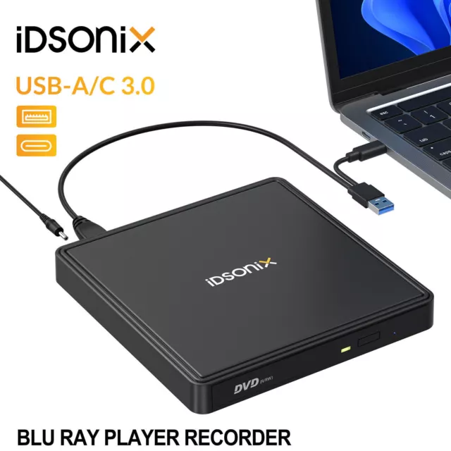 IDSONIX SLIM EXTERNAL CD/DVD Drive USB3.0 Player Burner Reader for ... IDSONIX SLIM EXTERNAL CD/DVD Drive USB3.0 Player Burner Reader for ...
