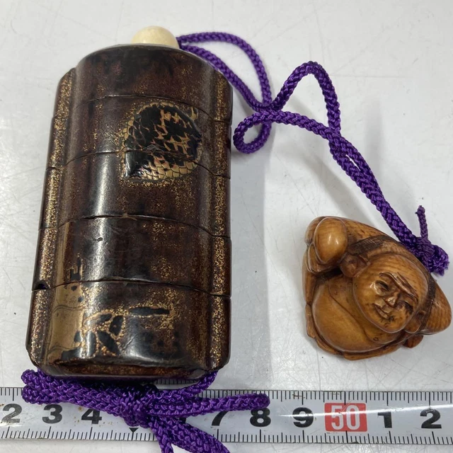 BOÎTE À PILULES Inro conteneur artistique miniature japonaise ancienne ...