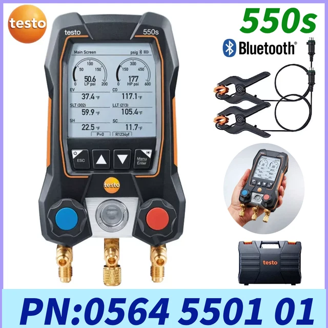 TESTO 550S SMART Digital Manifold wireless Clamp Temperature Probes ...