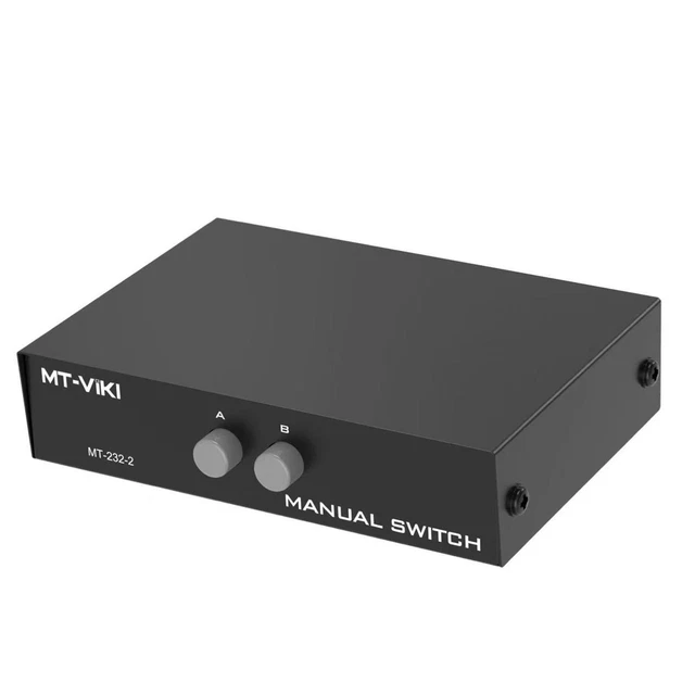 PRINTER DB9 SERIAL RS232 Switch Box Manual 2Ports Data Sharing Switcher ...