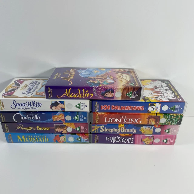 WALT DISNEY CLASSICS VHS Bundle x9, Snow White,Cinderella,Aladdin,Lion ...