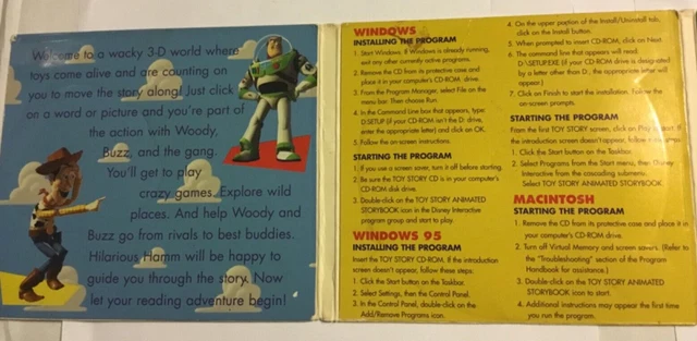 TOY STORY ANIMATED StoryBook, (1996) Disney, Disney Interactive, Pixar ...