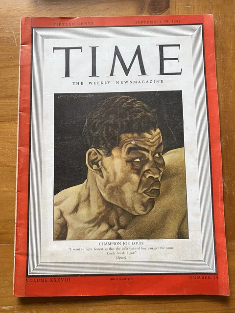 TIME MAGAZINE 1941 Joe Louis Champion Boxing Vintage Great Ads NO LABEL ...