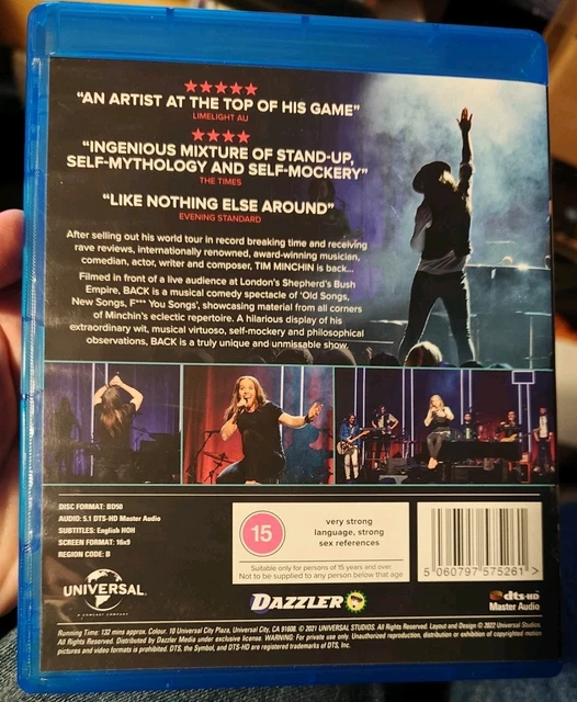 TIM MINCHIN: BACK Blu-ray (2022) Tim Minchin cert 15 live £5.98 ...