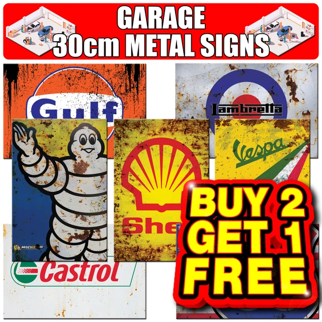 LARGE GARAGE METAL SIGNS SHED BAR PUB MANCAVE RETRO VINTAGE 30cm WALL ...