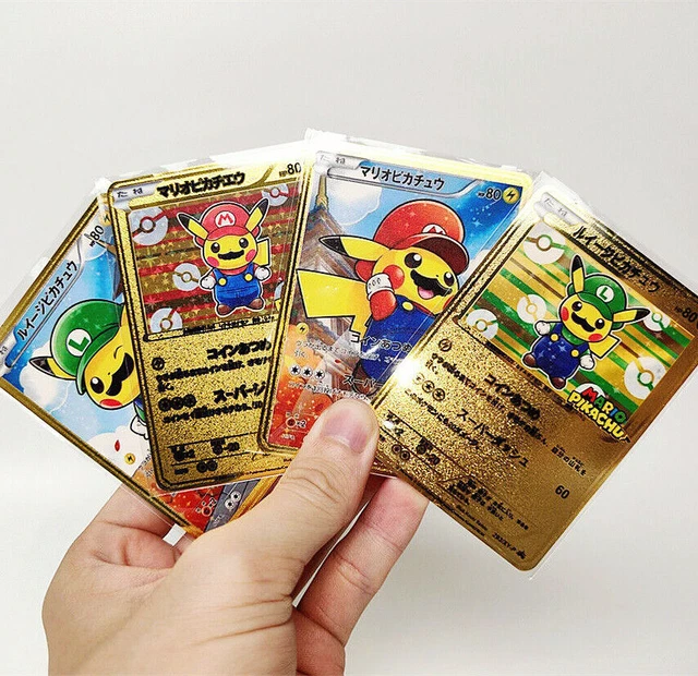 PIKACHU MARIO POKEMON Promo Gold Metal Card Collectible Gift/Display ...