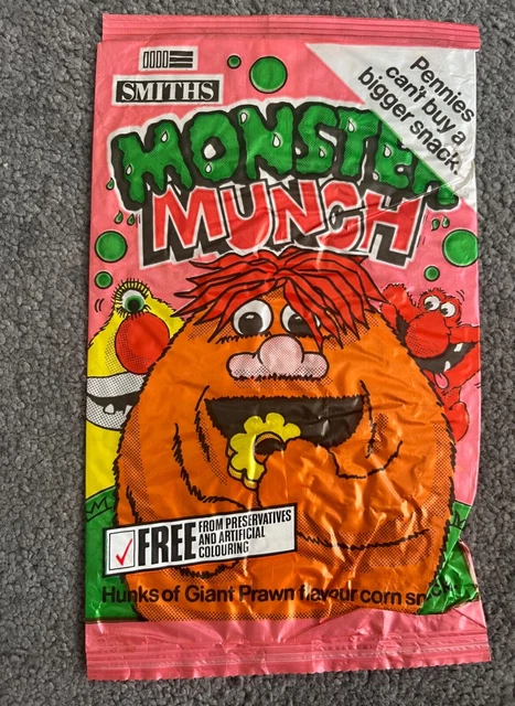 1980'S VINTAGE SMITHS Monster Munch prawn flavour empty crisp packet £9 ...