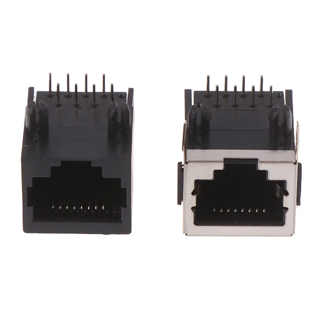 10PCS RJ45 METAL 8 Pin Female PCB Right Angle Board Jack Connector 8P8 ...