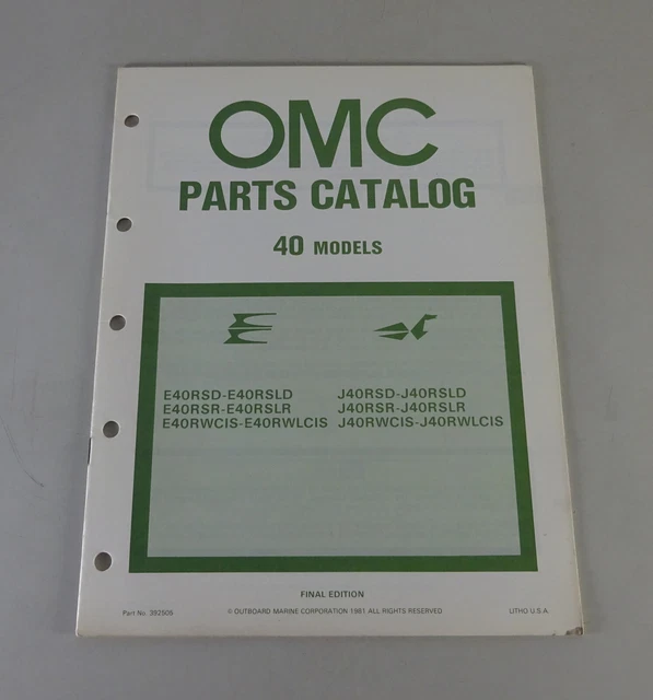 PARTS CATALOG OMC Evinrude / Johnson Outboards 40 HP Models Year 1981 £ ...