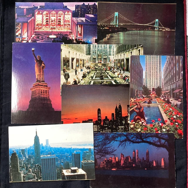 11 VINTAGE FULL-COLOR New York City postcards -- Statue of Liberty ...