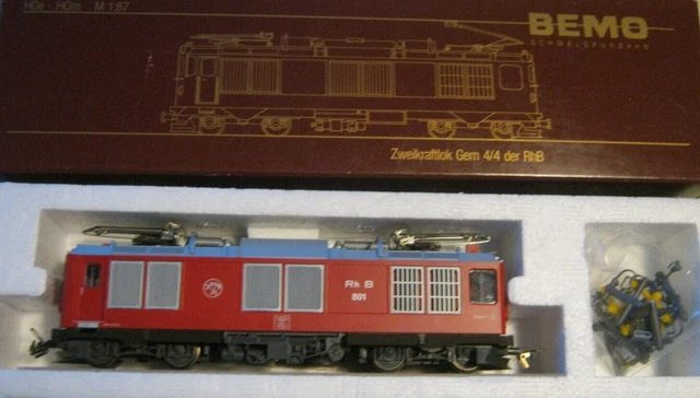 BEMO H0M 1267 101 Elektrolok Gem 4/4 RhB 801 "Zweikraftlok" Lichtwechsel in OVP EUR 199,90 ...