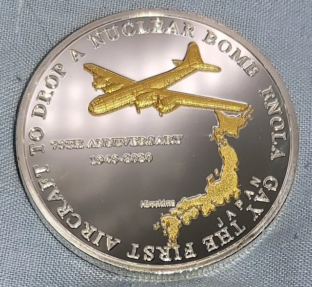 ENOLA GAY GOLD Silver Coin Nuclear Bomb Hiroshima Navy Air Plane Japan ...