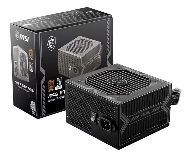MSI MAG A750BN PCIE 5.0 Power Supply Unit, 750W, 80 PLUS Bronze, PCIe 5 ...