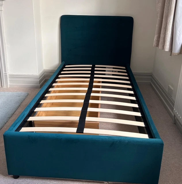 ADULT SINGLE BED frame in blue velvet £156.68 - PicClick UK