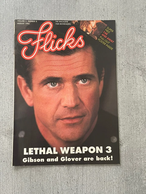 FLICKS MAGAZINE MEL Gibson cover lethal weapon august 1992 vol 5 no 8 ...