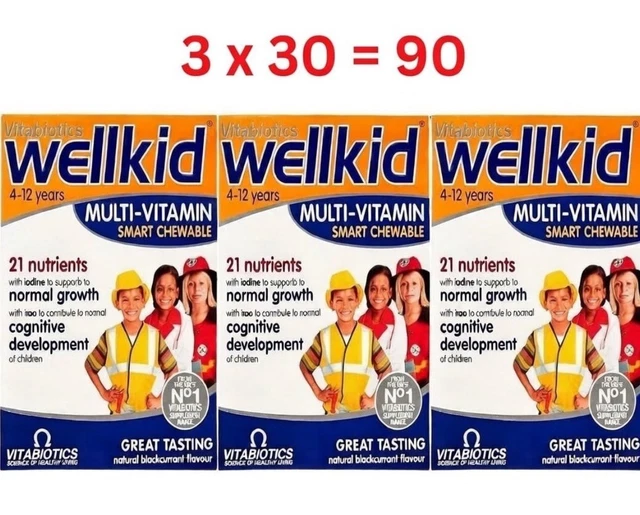 VITABIOTICS WELLKID MULTI-VITAMIN Smart Chewable - 90 Tablets (3 boxes ...