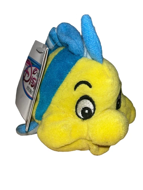 THE LITTLE MERMAID Fish Flounder Plush Stuffed Animal Disney Vintage £ ...