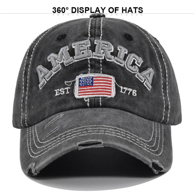 AMERICA EMBROIDERED WASHED Vintage Baseball Cap Cb352 Adjustable Sun ...