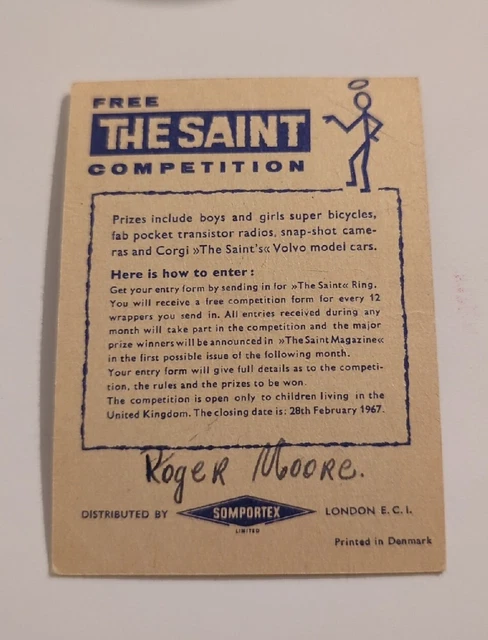 THE SAINT, ROGER Moore as Simon Templar , Somportex , 1966 base card # 61 $5.49 - PicClick CA