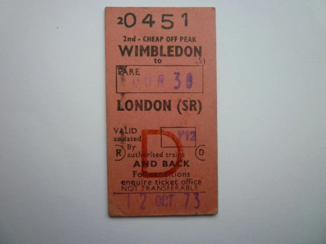 1973 WIMBLEDON TO London SR Railway Station BR Ticket £1.95 - PicClick UK