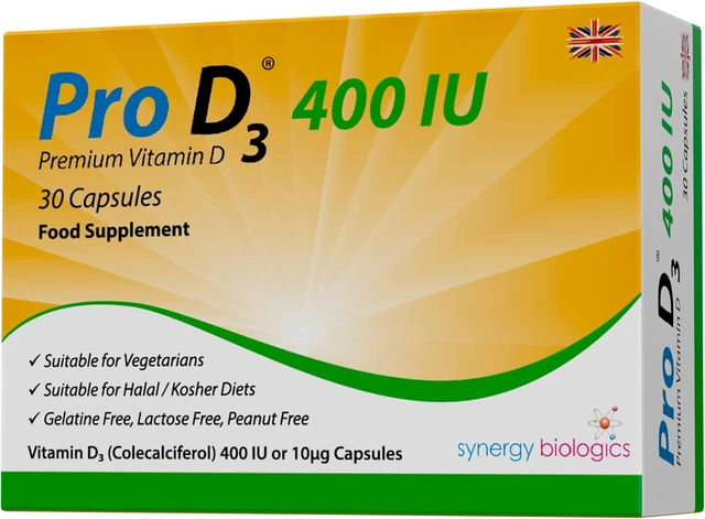 PRO D3 400 IU Capsules | Premium Vitamin D3 | 30 Capsules | Gelatine ...