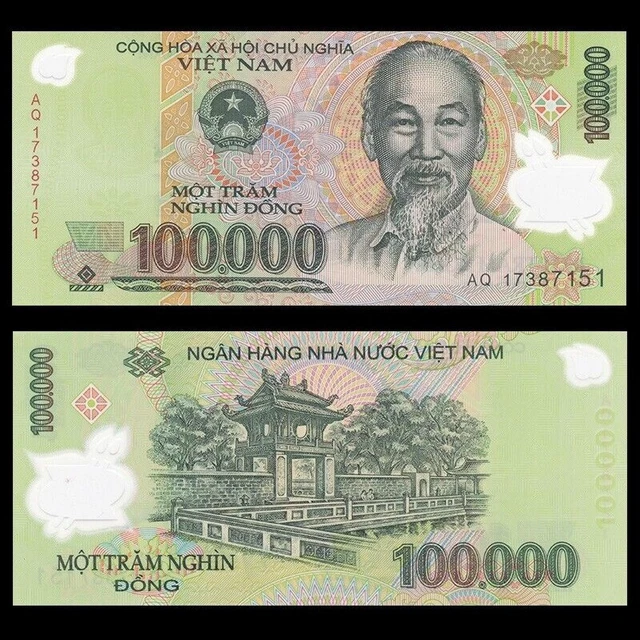 VIETNAMESE DONG 100K 100000 Polymer Banknote in Vietnam VND New ...