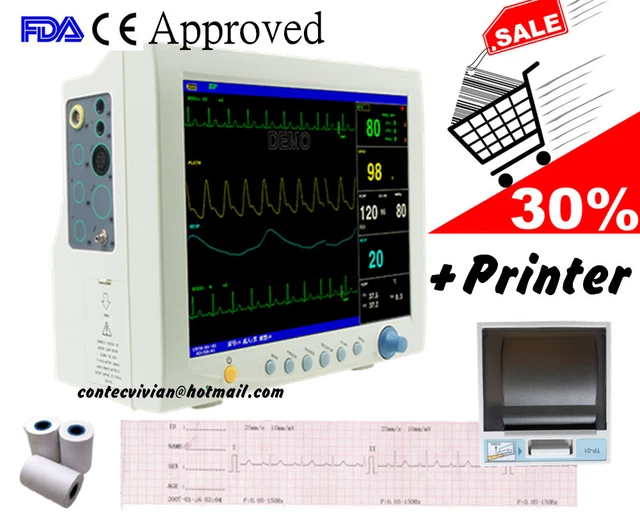 PORTABLE PATIENT MONITOR vital signs ICU/CCU Cardiac Machine+Printer 6 ...