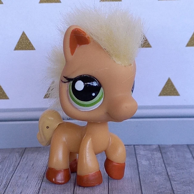 LITTLEST PET SHOP #2417 Yellow Tan Fuzzy Real Hair Pony Horse Authentic ...