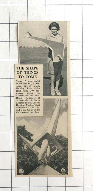1960 MODERN AIRCRAFT Shapes, Scale Model Hp117, Charles Kenrick Design ...