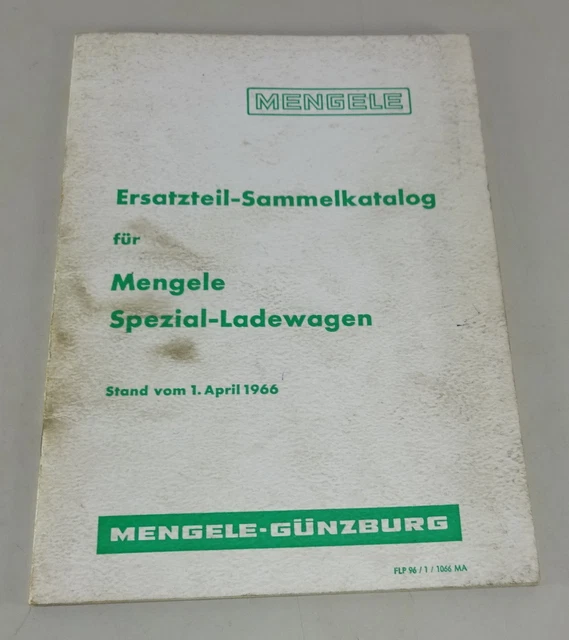 PARTS CATALOGUE MENGELE special loading trolley div. Models booth 04/ ...