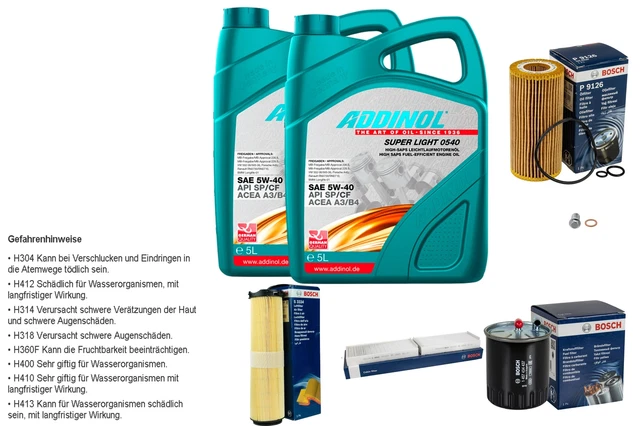 BOSCH INSPECTION SET 10L ADDINOL 0540 SUPER LUMIÈRE 5W-40 pour Mercedes ...