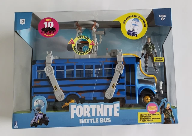 FORTNITE BATTLE BUS Deluxe Vehicle Features 4” Action Figures Recruit ...