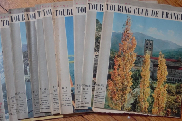 REVUE DU TOURING club de France Année 1954 9 numéros de 635 à 644 excel ...