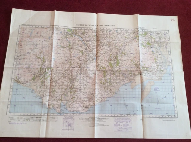 ORIGINAL WW2 WAR Office 1933 Army Map Castle Douglas & Kirkcudbright ...