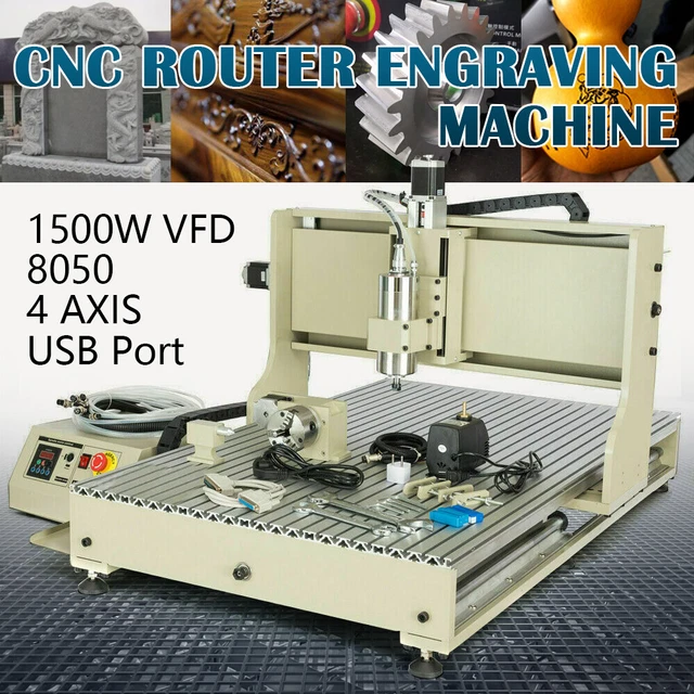 USB 4AXIS 8050 CNC Router Engraver 3D Wood Engraving Drilling Milling ...