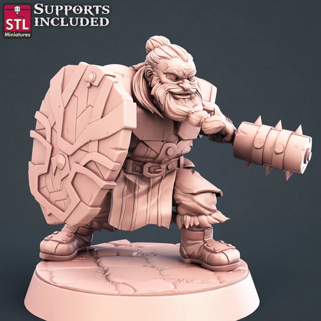 DWARF WARRIOR BY STL Miniatures 3D DnD Pathfinder Tabletop Resin ...