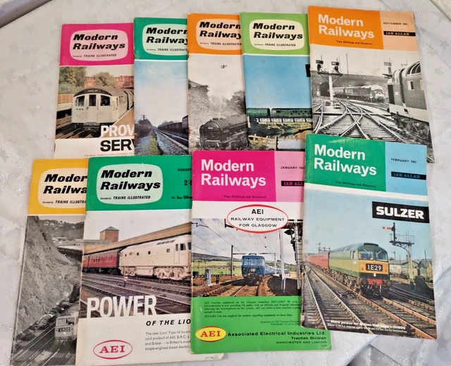 MODERN RAILWAYS (FORMERLY Trains Illustrated) x 9 Train Magazines 1960 ...