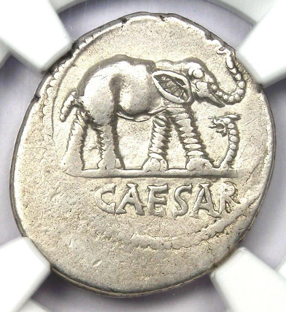 JULIUS CAESAR AR Denarius Silver Elephant Coin 49 BC - Certified NGC ...