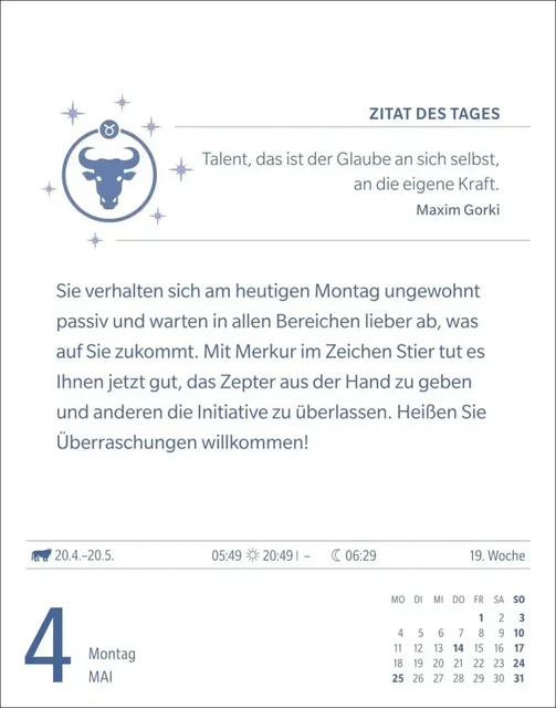 ROBERT SATORIUS | Stier Sternzeichenkalender 2026 - Tagesabreißkalender ...