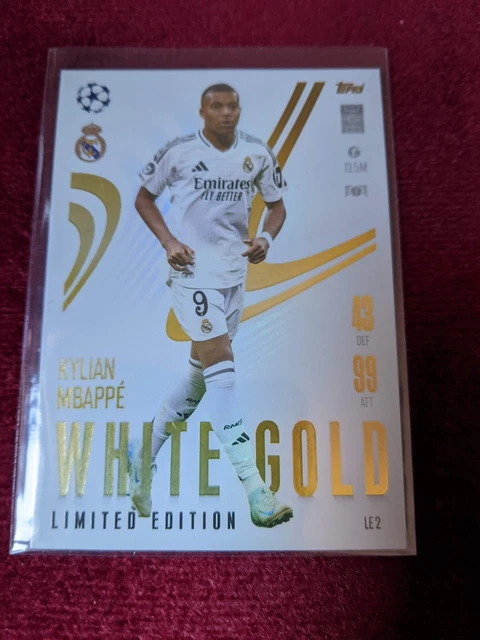 TOPPS MATCH ATTAX Extra 2024/25 - Kylian Mbappe White Gold Limited ...