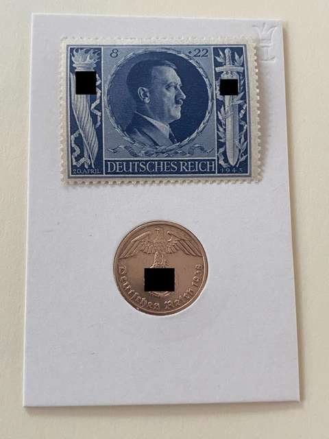 GERMANY 1938 VERY RARE Nazi COIN ADOLF Hitler Birthday stamp Frist ...