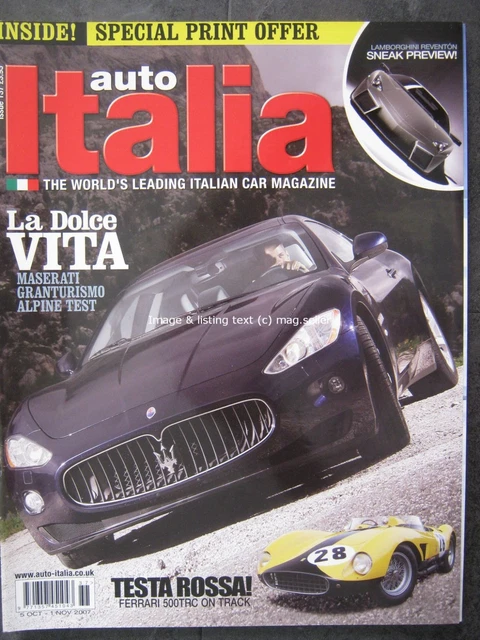 AUTO ITALIA OCTOBER 2007 Ferrari 500TRC Testarossa Reventon Diablo 147 ...