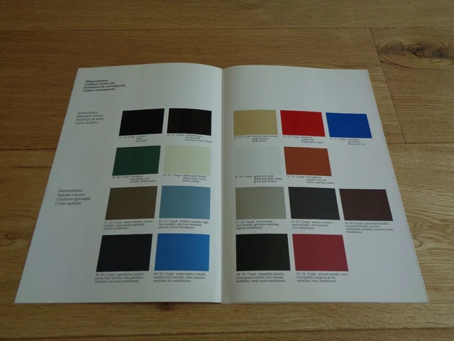 1982 PORSCHE 928, 928S S Color Chart Farbkarte (E F G I) Dealer ...